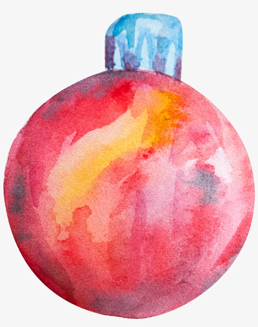Watercolor Hand Painted Red Decorative Sphere Transparent - Transparent ...
