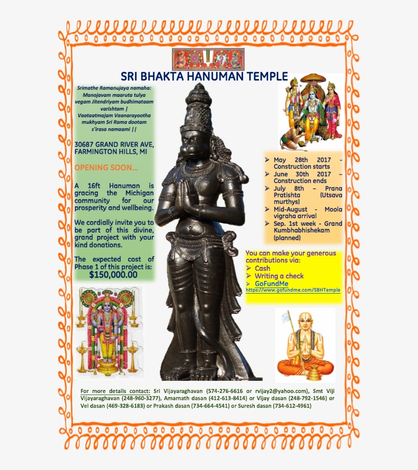 Sbht Flyer - Hanuman Temple Farmington Hills - 595x842 PNG Download ...
