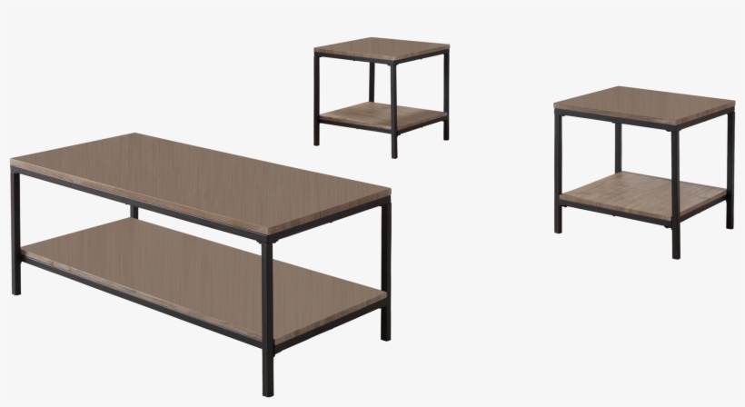 Kinley 3 Piece Gray Wood & Black Metal Frame Modern - Coffee Table ...