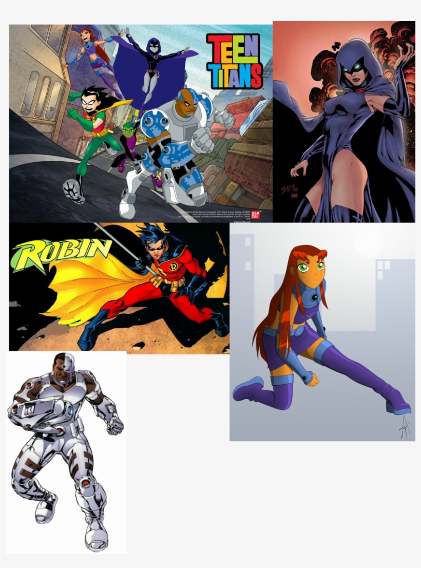 All Of Them Together, Raven, Robin, Starfire, Cyborg - Cartoon ...