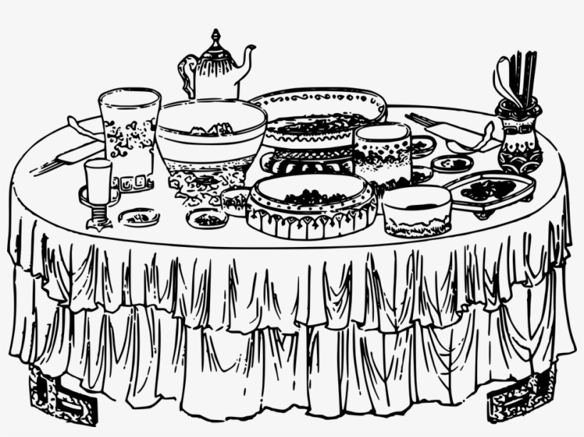 Free Vector Graphic - Table With Food Drawing - 960x673 PNG Download ...