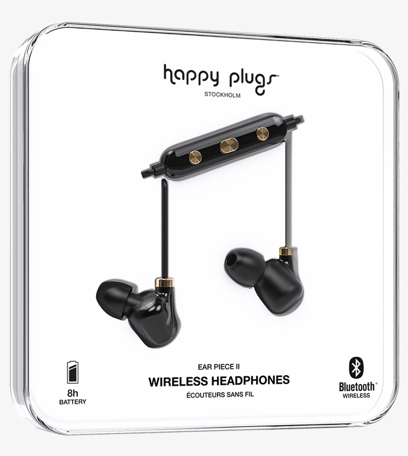Ear Piece Ii Wireless Black Gold - Happy Plugs - 1000x1000 PNG Download ...