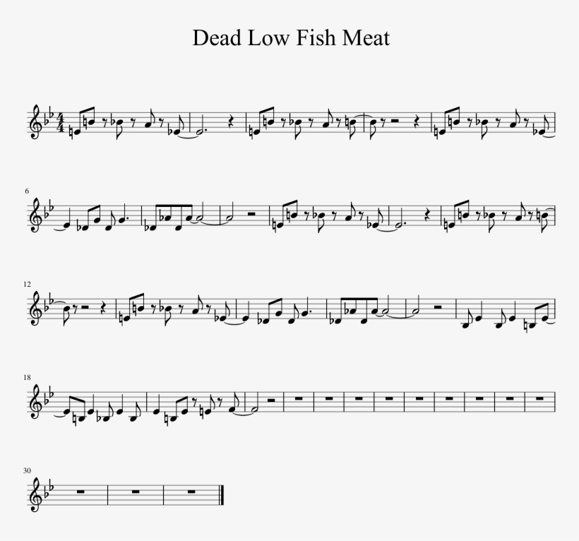 Dead Low Fish Meat Sheet Music 1 Of 1 Pages - Spongebob Kelpy G Sheet ...