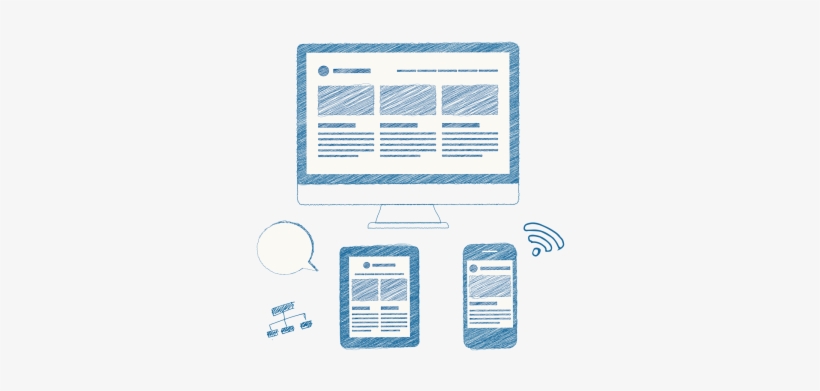 Hand Drawn Responsive Design Elements With Icons, Responsive ...