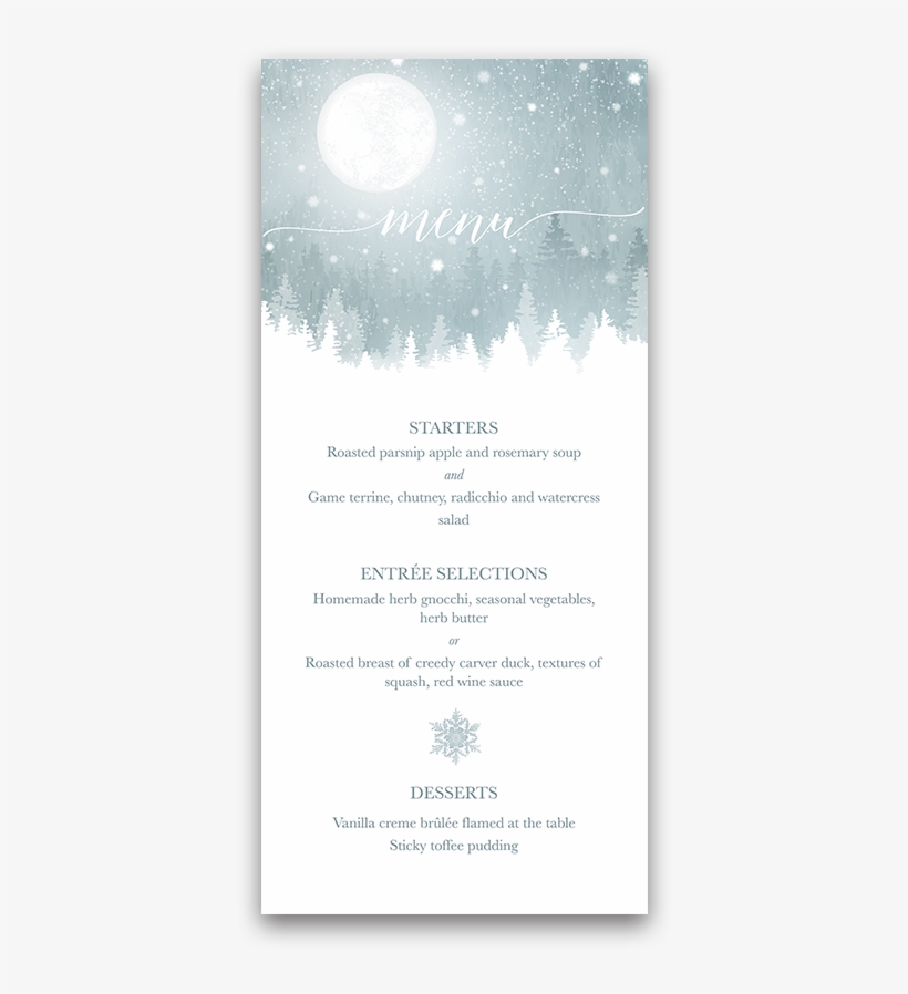 Rustic Winter Snowflakes Wedding Custom Menu - Wedding - 900x900 PNG ...