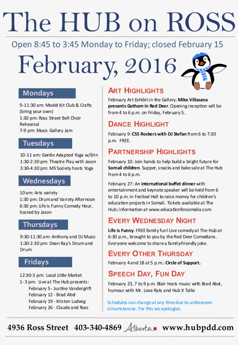 Hub February 2016 Ca - Hub On Ross May January Calendar 2018 ...