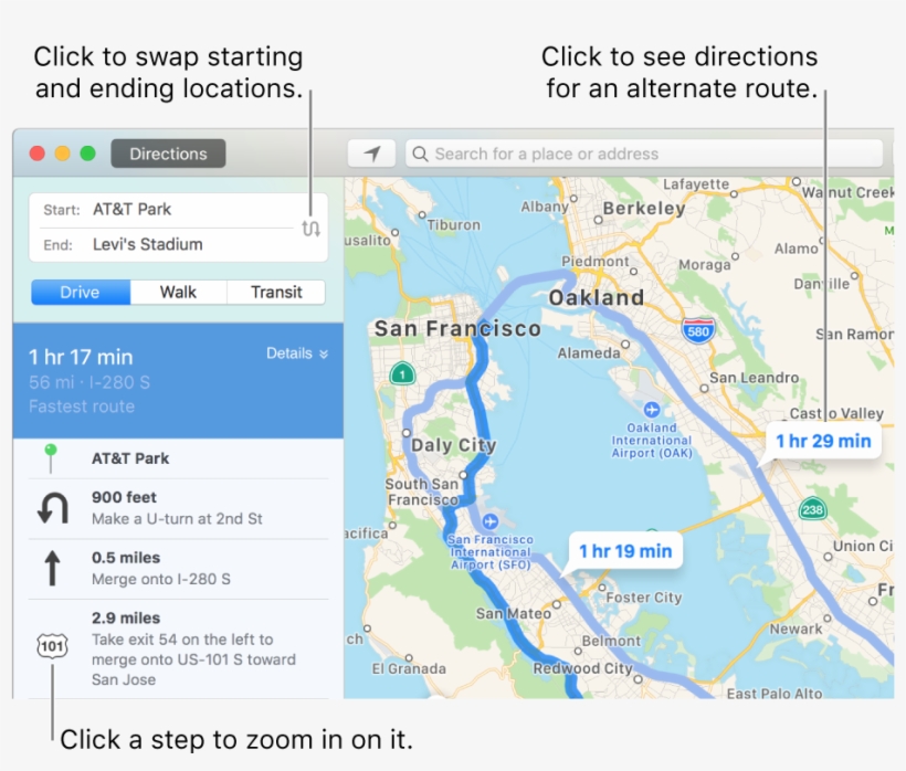 Click A Step In The Directions Sidebar On The Left - Map - 931x758 PNG ...
