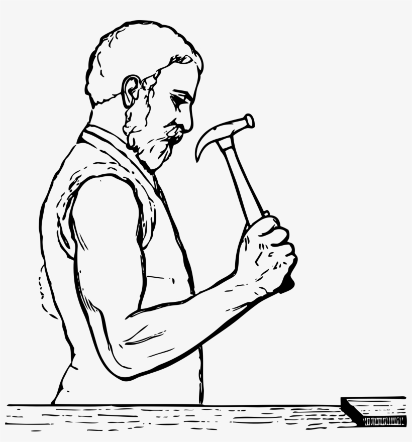 Elbow Position For Hammering Icons Png - Man Hammering Clipart Black ...