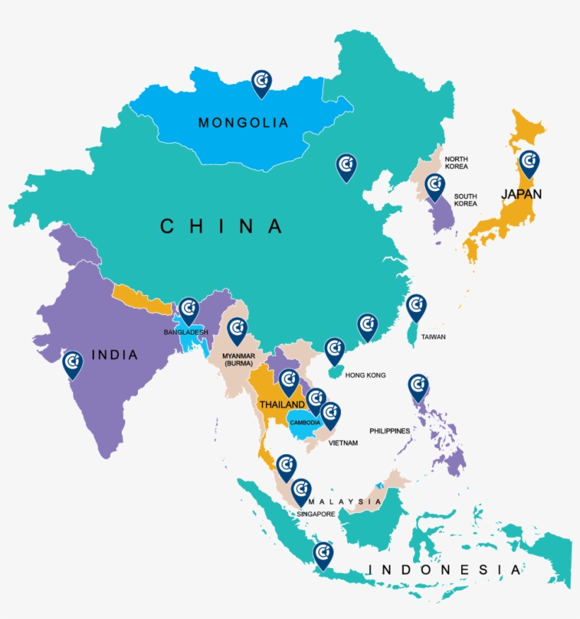 Map Of East Asia - Plan Map Of Asia - 1000x1000 PNG Download - PNGkit