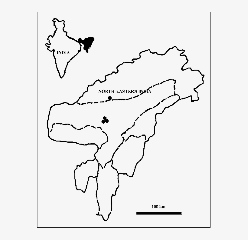 Map Of North-eastern India, Showing The Type Locality - Map - 573x712 ...