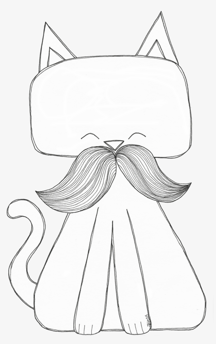 Moustache Cat Digi Stamp - Illustration - 1318x2048 PNG Download - PNGkit