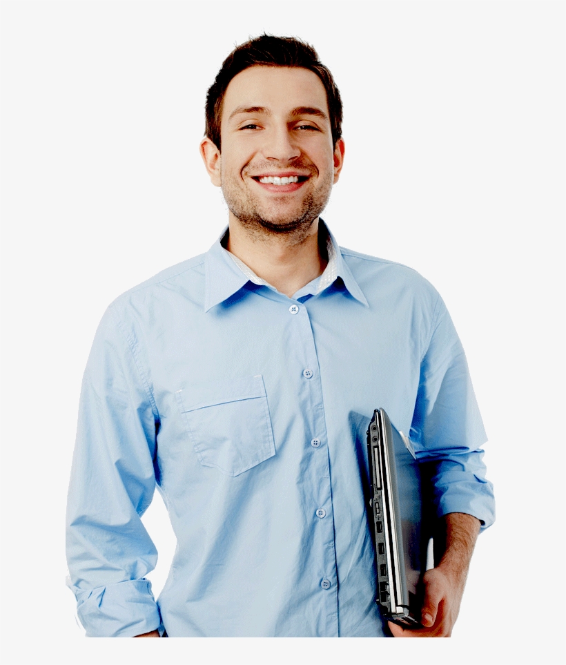 Man With Computer - Guy Standing Png - 629x883 PNG Download - PNGkit