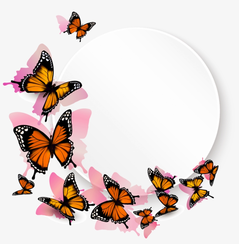 Free Flower Border Clip Art Black And White - Butterfly Png Monarch ...