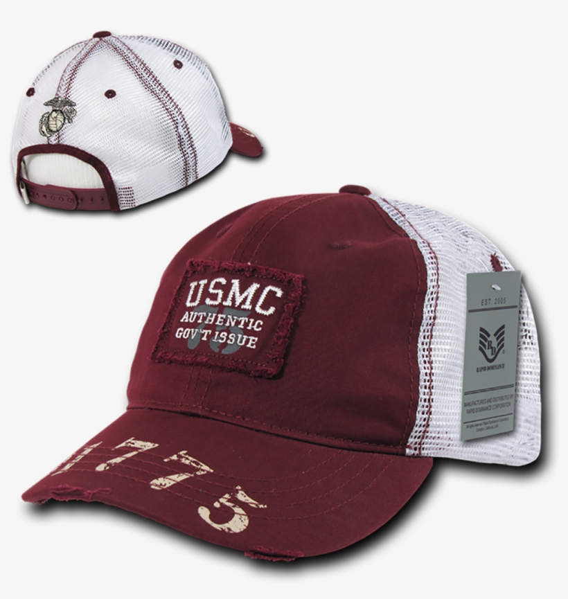 Marines Cap Usmc Vintage Military Patch Mesh Maroon - Vintage Hats With ...
