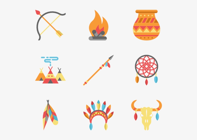 Color American Indigenous Elements - Native American Icons - 600x564 ...