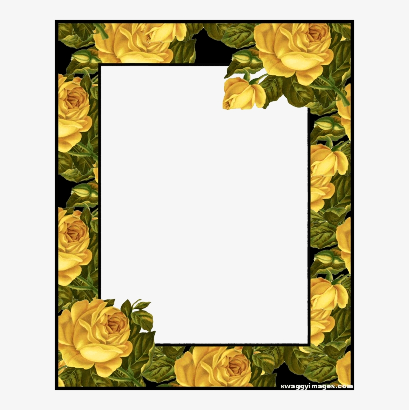 Yellow Rose Photo Frame - Yellow Rose Borders And Frames - 600x742 PNG ...