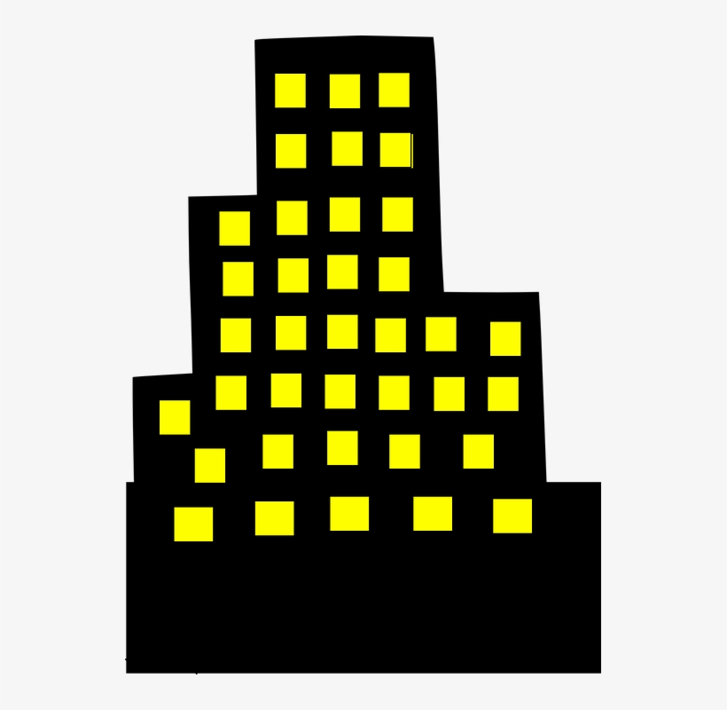Bulding Clipart Yellow Building - Building Silhouette With Yellow ...