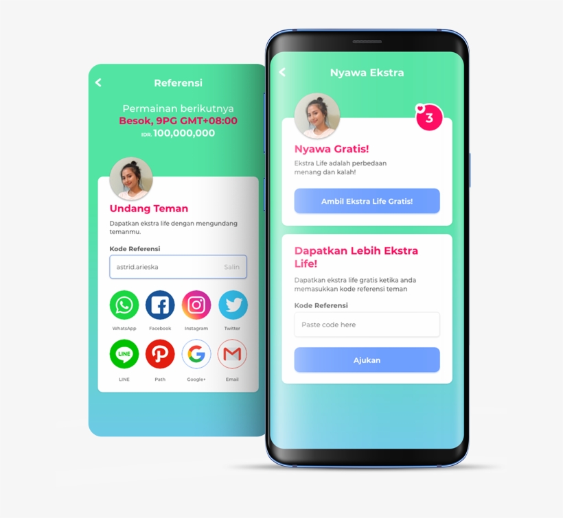 Use A Friend's Referral Code To Redeem 3 Extra Lives - Graphic Design ...
