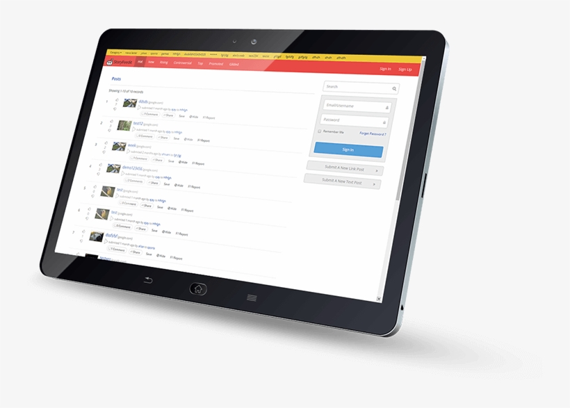 Reddit Clone - Tablet Computer - 1425x530 PNG Download - PNGkit