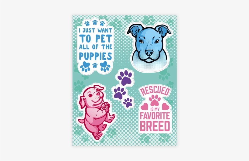 Cute Puppy Sticker/decal Sheet - Rescued Is My Favorite Breed Tote Bag ...