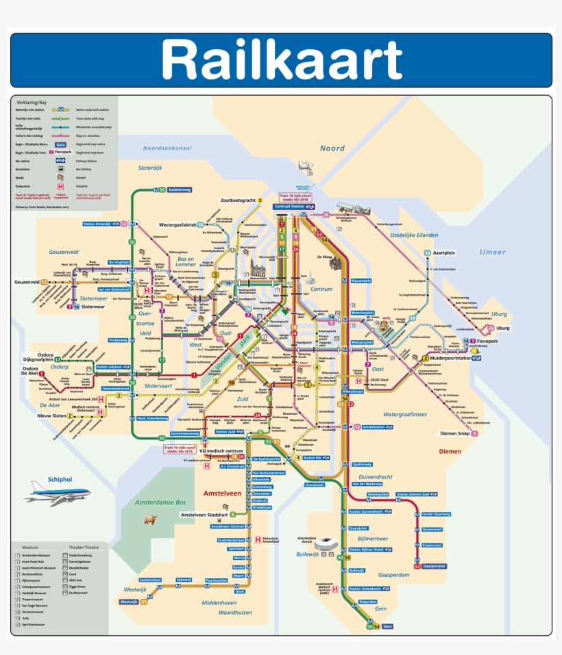 Railkaart Pre 2018 Amsterdam Metro Tram Rail Map - Atlas - 3534x1952 ...