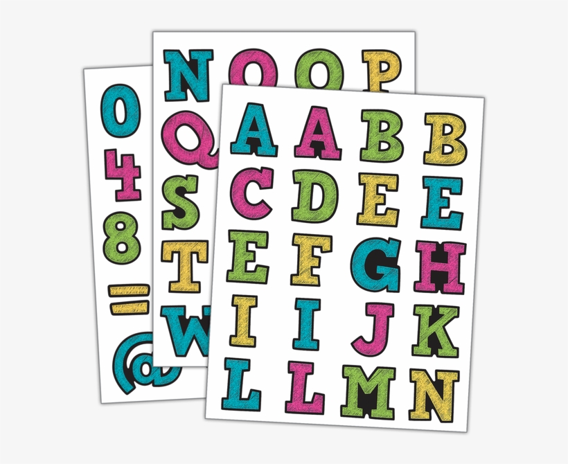Chalkboard Brights Alphabet Stickers - Alphabet - 590x590 PNG Download ...