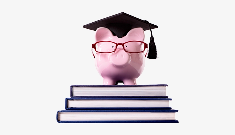 Piggy Bank With Glasses And A Grad Cap On A Pile Of - Piggy Bank With ...