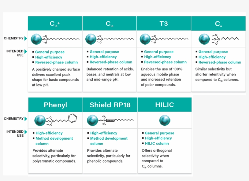 Cortecs Column Characteristics - Waters Phenyl Column - 865x590 PNG Download - PNGkit