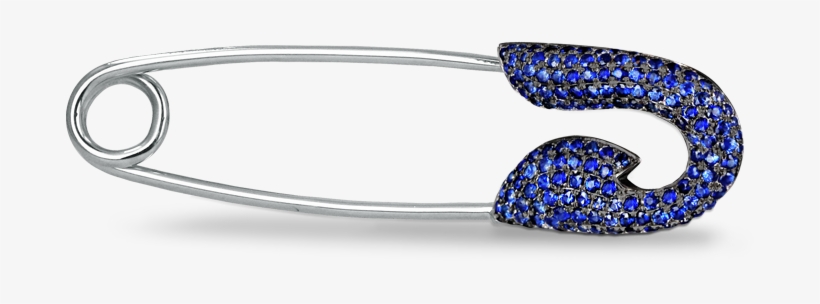 White Gold Safety Pin With Blue Sapphires - Blue Safety Pin Jewelry ...