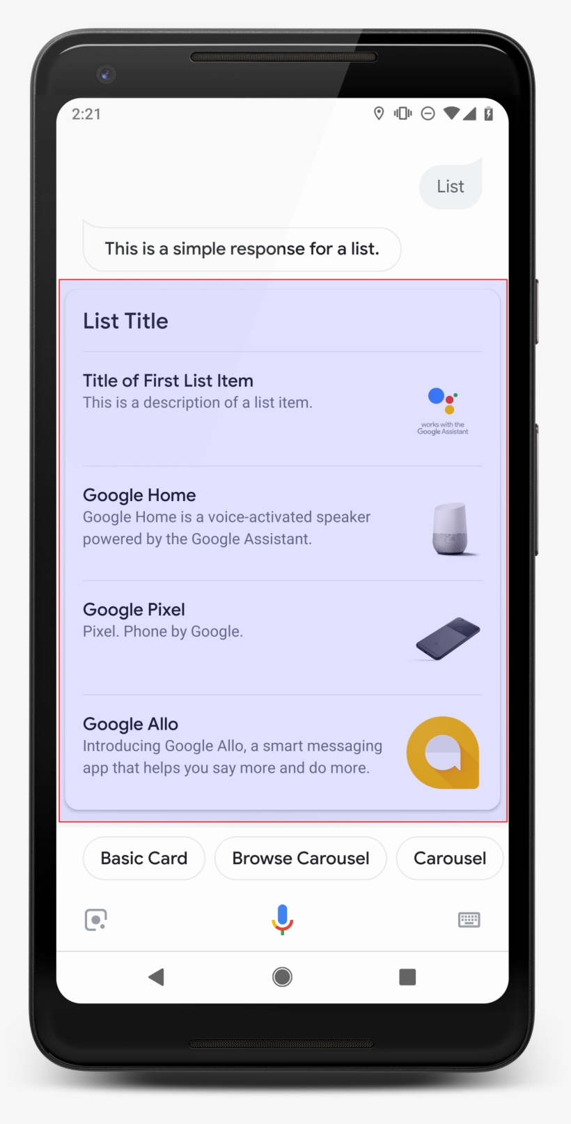 List Example - Google Assistant Rich Card - 1858x3456 PNG Download - PNGkit