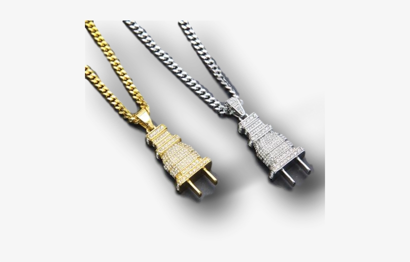 Iced Out Plug With Chain - Mens Iced Out Bling Bling Plug Pendant ...