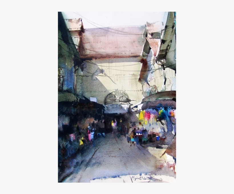 3 - Watercolor Painting By Myint Naing - 500x600 PNG Download - PNGkit