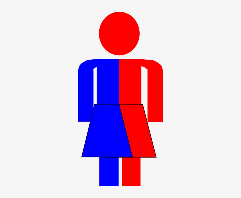 Half Blue Half Red Stick Figure Woman Clip Art At Clker - Half Girl ...