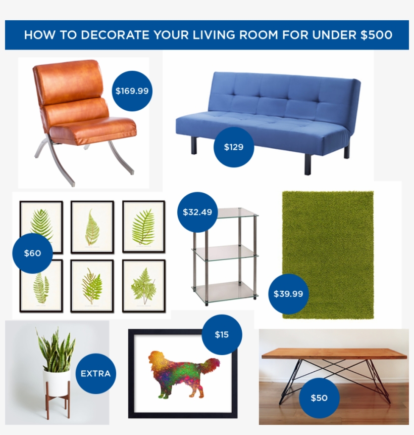 Decorating A Living Room For Under $500 - Studio Couch - 945x945 PNG ...
