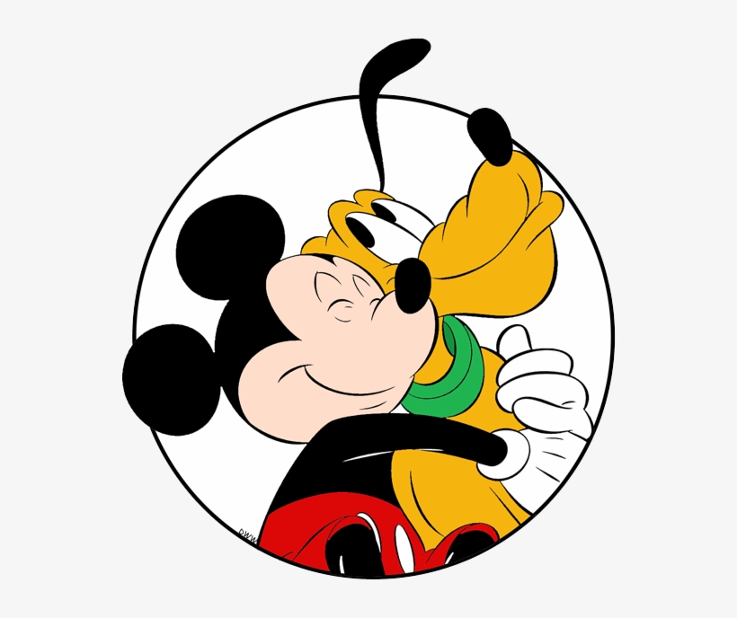 Mickey Hugging Pluto Circle - Cartoon - 554x608 PNG Download - PNGkit