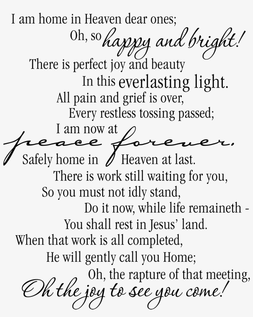Safely Home - Funeral Poem Png - 1200x1430 PNG Download - PNGkit