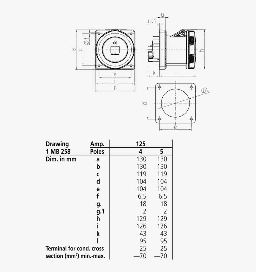 Dimensional Drawing Portrait Panel Mounted Socket Tm - Diagram ...