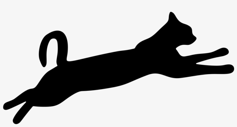 Leaping Cat Silhouette - Jumping Cat Silhouette Png - 1000x496 PNG ...