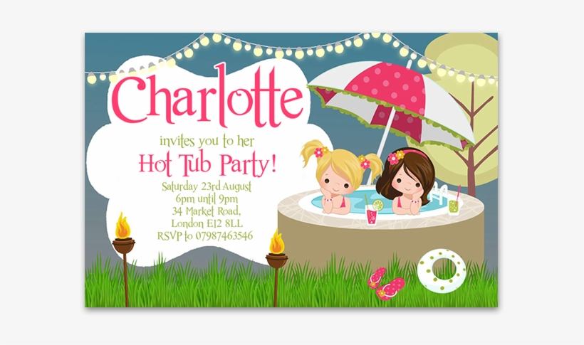 Download Transparent Personalised Hot Tub Pool Party Invitations ...