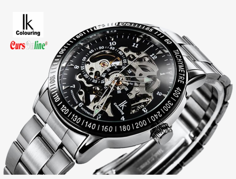 Ik Colouring Mechanical Watch Black Dial Skeleton Movement - Analog ...