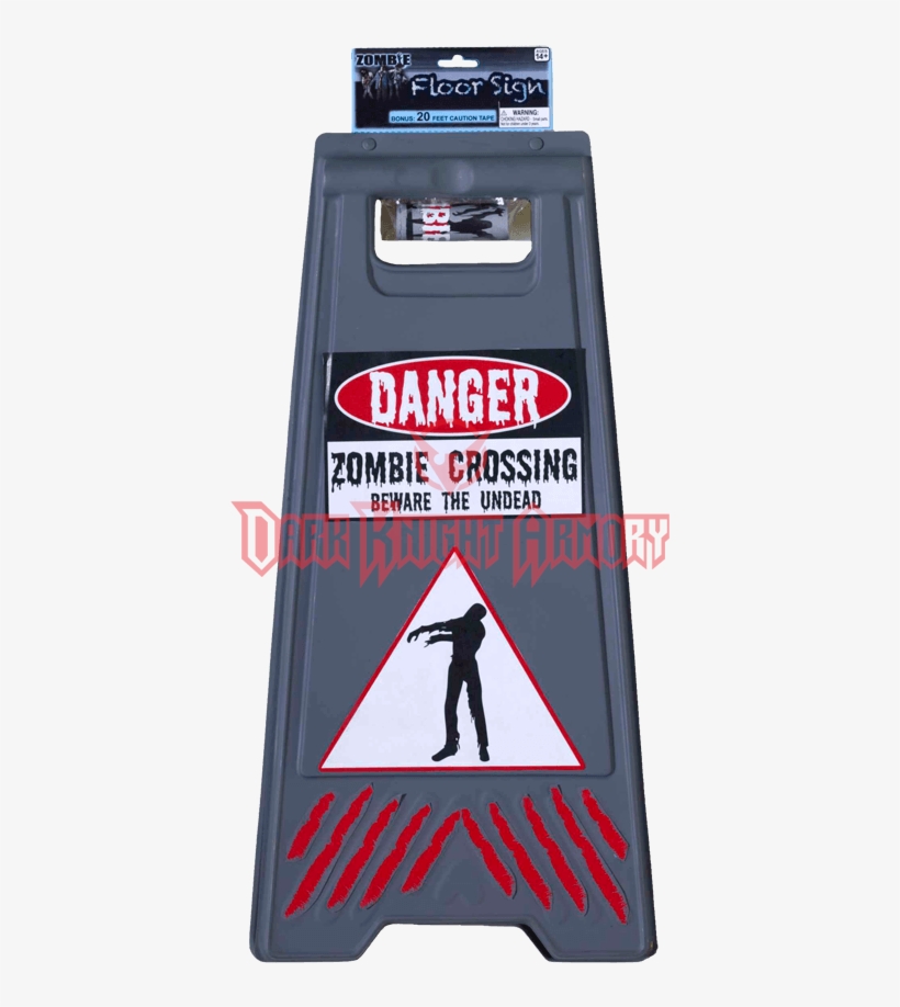 Zombie Floor Sign With Caution Tape - Danger Zombie Crossing Sign ...