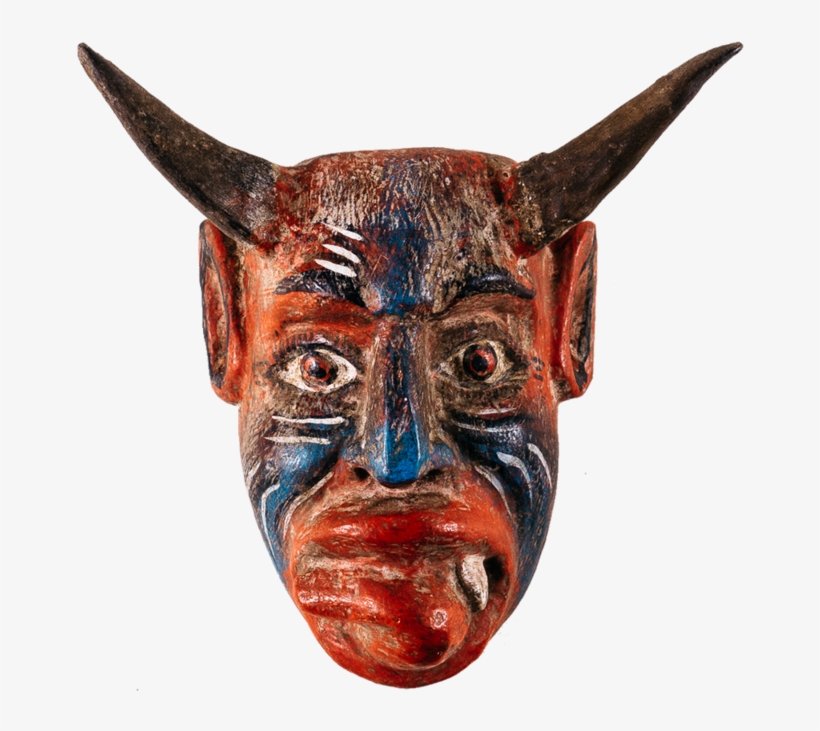 Carved Devil Mask With Horns - 1000x1000 PNG Download - PNGkit
