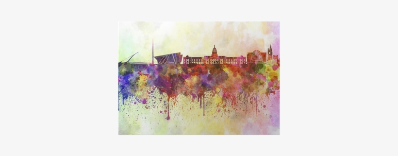 Dublin Skyline In Watercolor Background Poster • Pixers® - Art Print ...