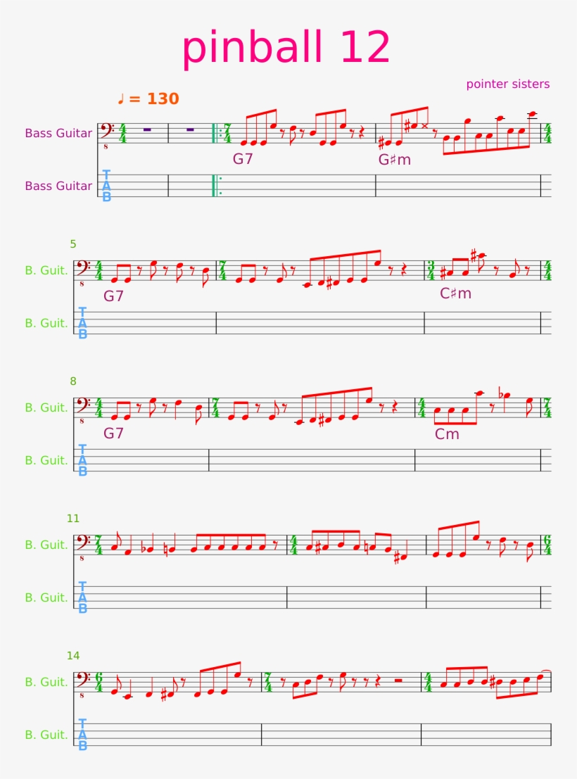 Pinball 12 Sheet Music Composed By Pointer Sisters - Number - 827x1169 ...