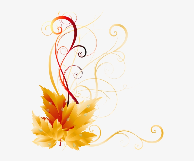 Transparent Fall Leaves Decor Picture Backgrounds, - Side Border Design ...