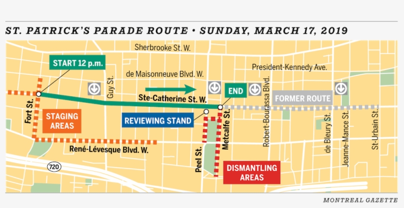 Patrick's Parade Returns To Ste-catherine St - Diagram - 1000x471 PNG ...