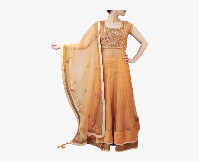 Peach Bridal Lacha Style - Gown - 524x600 PNG Download - PNGkit