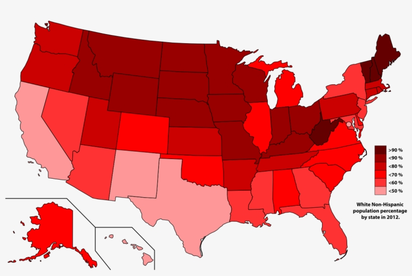 White Non-hispanic Population Percentage By State In - Latino ...
