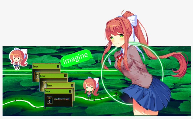 Download Transparent Monika Sticker - Anime - PNGkit