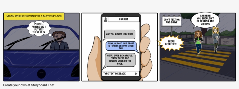 Texting And Driving - Cartoon - 1164x385 PNG Download - PNGkit